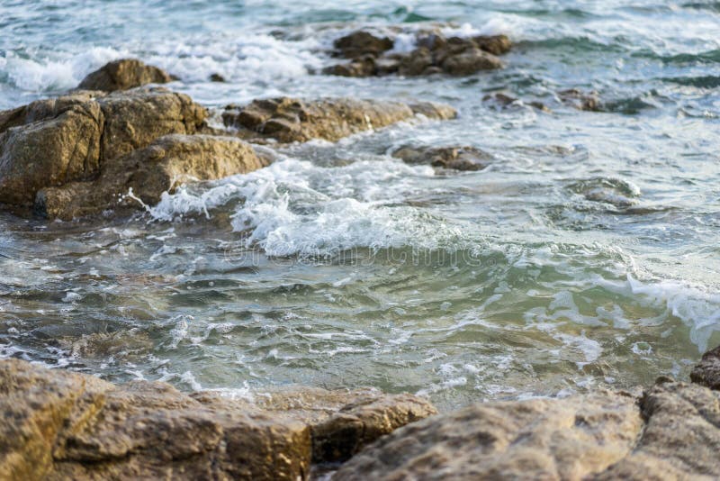Wave hit rock stock photo. Image of dusk, nature, shore - 56536178