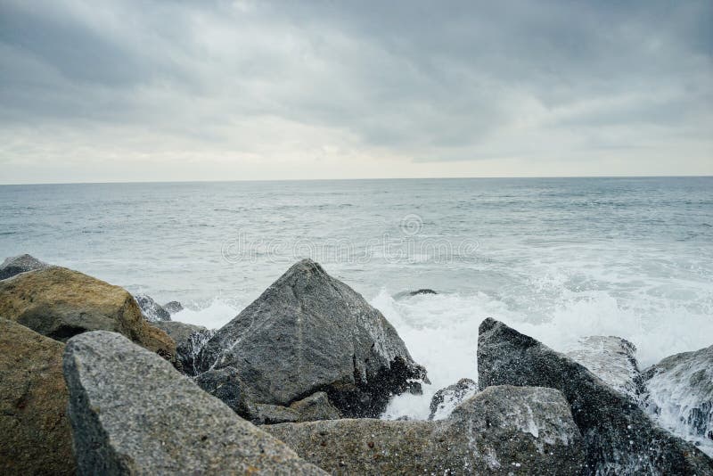 Wave Hits the Rock on the Beach Stock Photo - Image of travel, american ...