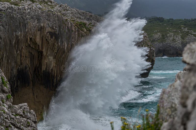 Wave Hitting Rocks in Spain Stock Photo - Image of coastline, asturias ...