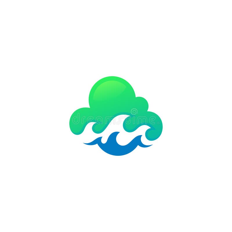 Wave Icon and Cloud Design Template, Water Logos Stock Vector ...