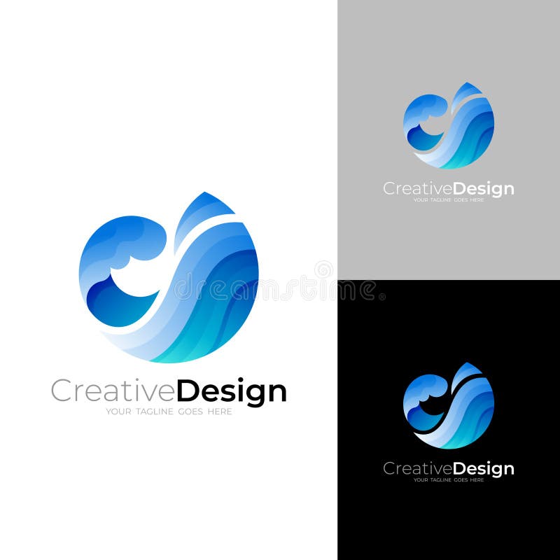 Wave Icon Forming a Circle, Ocean Logo Template Stock Illustration ...