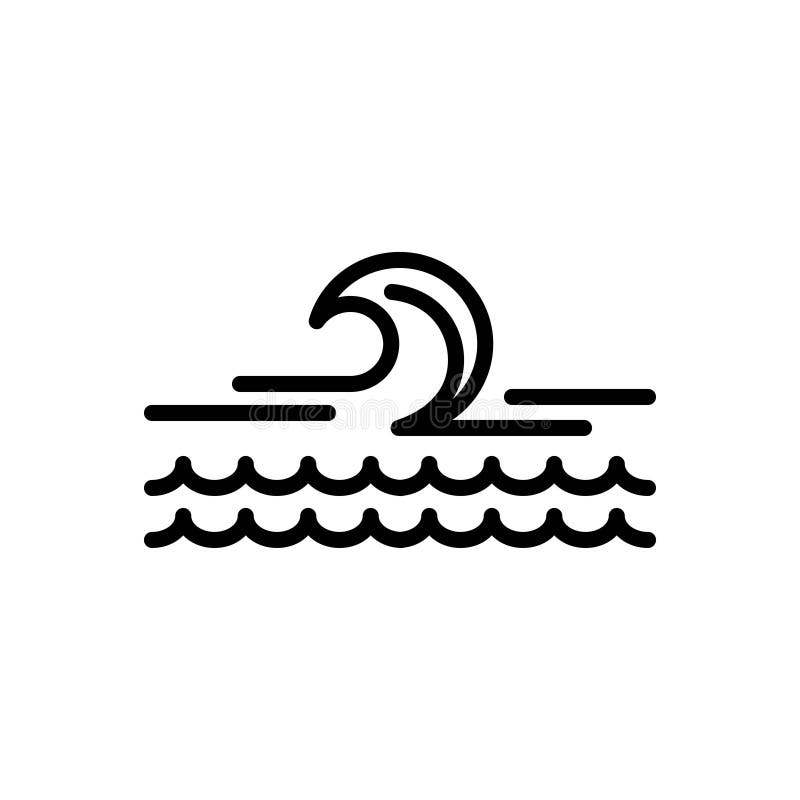 Black Line Icon for Wave, Ripple and Backwash Stock Vector ...