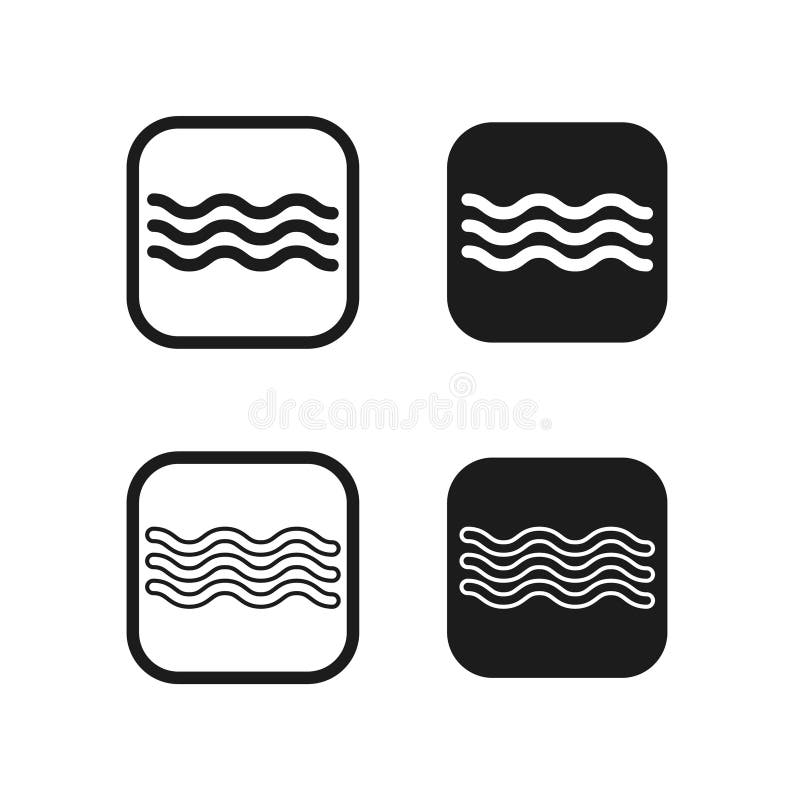 Wave Icon Set. Curved Line Symbol. Minimal Square Design. Abstract ...