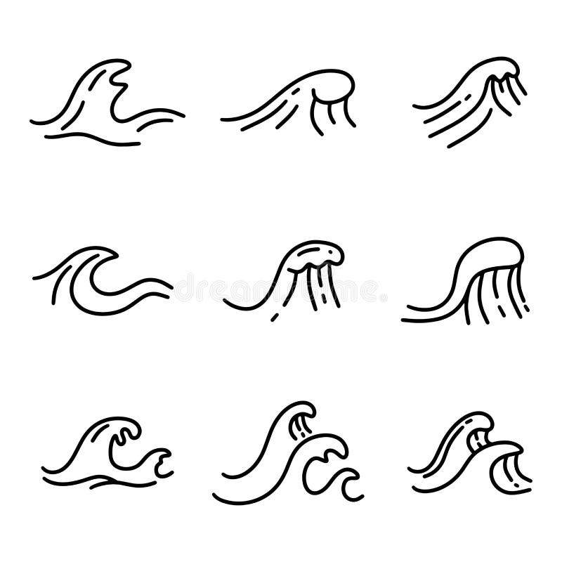 Wave Icon Set Design Vector Illustration. Stock Vector - Illustration ...