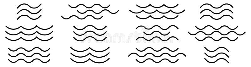 Wave Icon Set Simple Design Stock Vector - Illustration of ocean ...