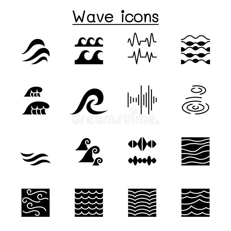 Wave Icon Set Vector Illustration Graphic Design Solid Style Stock ...