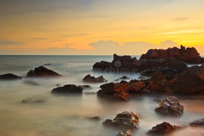 Wave Impact Rocks on the Beach Stock Photo - Image of beautiful, nature ...