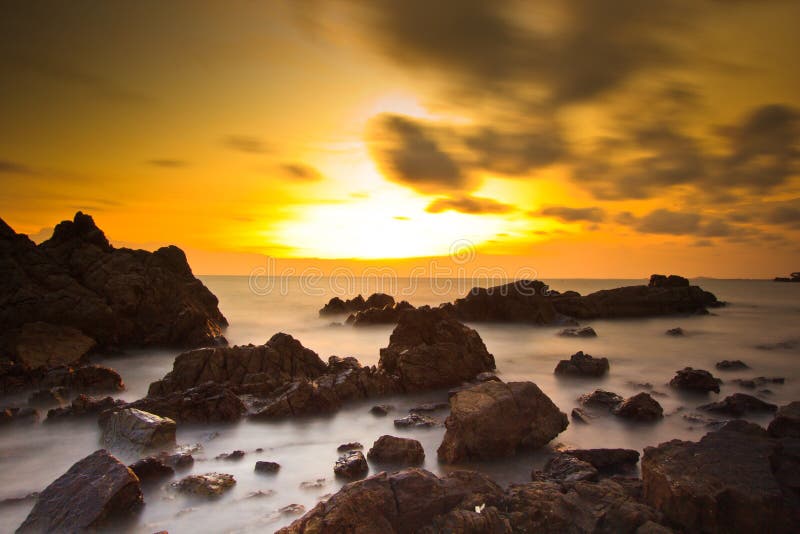 Wave Impact Rocks on the Beach Stock Image - Image of nature, horizon ...