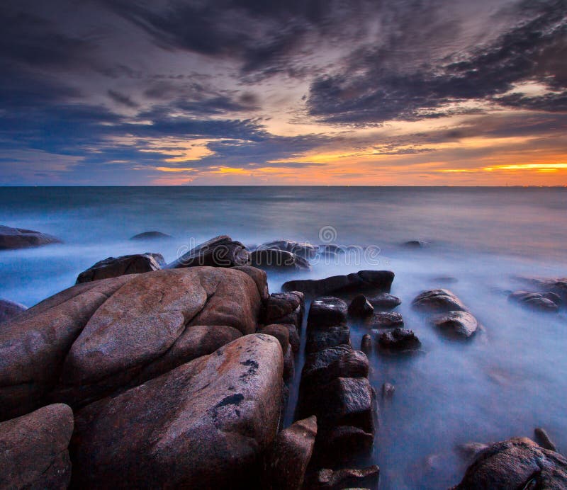 Wave Impact Rocks on the Beach Stock Image - Image of sand, colorful ...