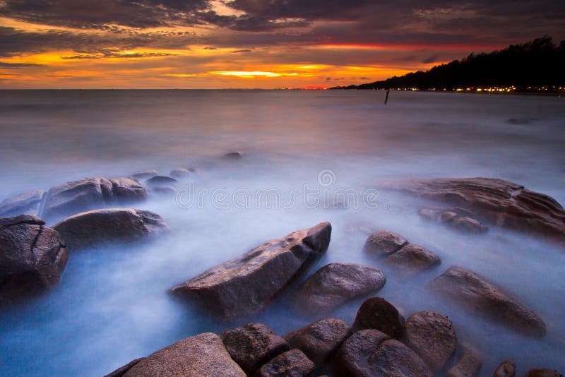 Wave Impact Rocks on the Beach Stock Image - Image of scenic, peaceful ...