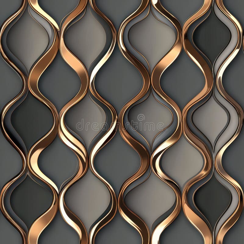 Wave-inspired Abstract Pattern with Metallic Copper and Gray Tones ...
