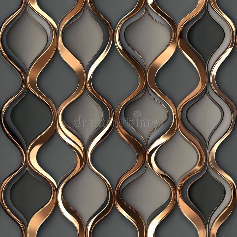Wave-inspired Abstract Pattern with Metallic Copper and Gray Tones ...