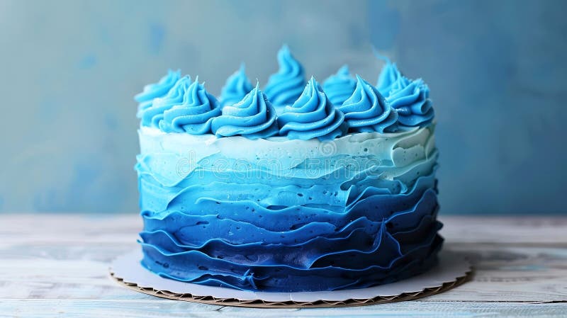 Wave-inspired Blue Cake with Textured Icing, Creating a Stunning ...