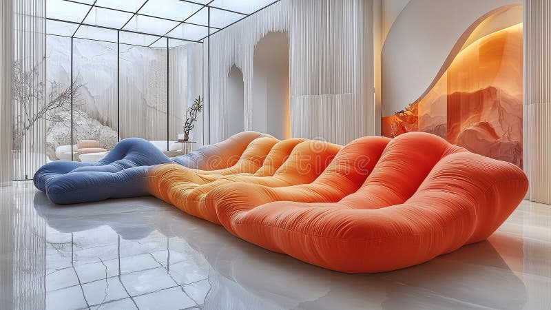 Wave-inspired Modular Sofa in Modern Interior Stock Illustration ...