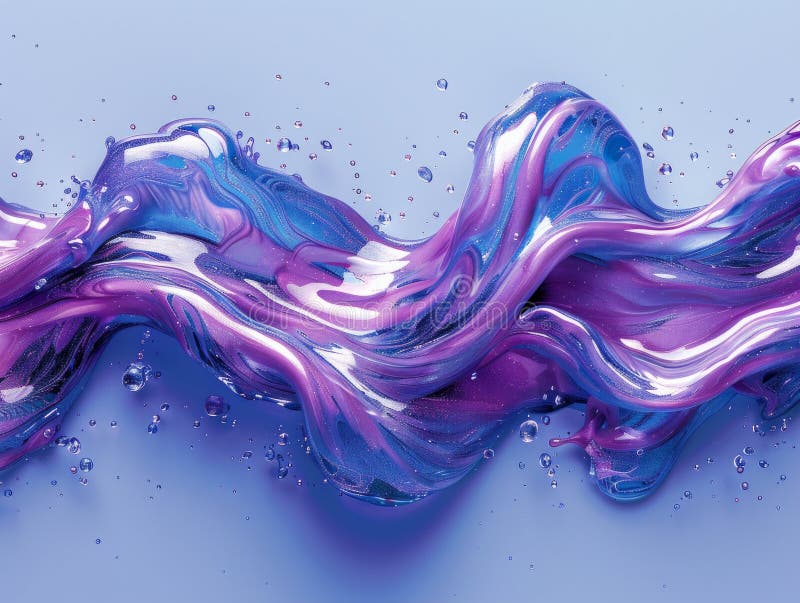 Wave of Iridescent Blue and Purple Liquid Flows Across the Frame ...