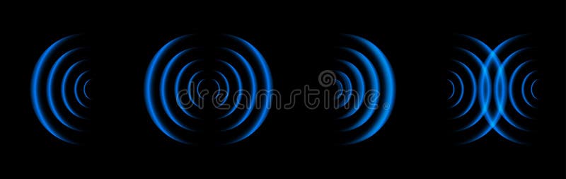 Wave Light Effect, Radar Neon Waves are Spreading Stock Vector ...