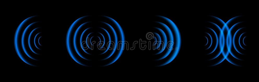 Wave Light Effect, Radar Neon Waves are Spreading Stock Vector ...