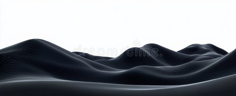 A Wave-like Landscape Rendered in Grayscale. Stock Image - Image of ...