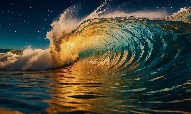 A Wave Like Pattern with Stars in the Colors Yellow and Gold. AI ...