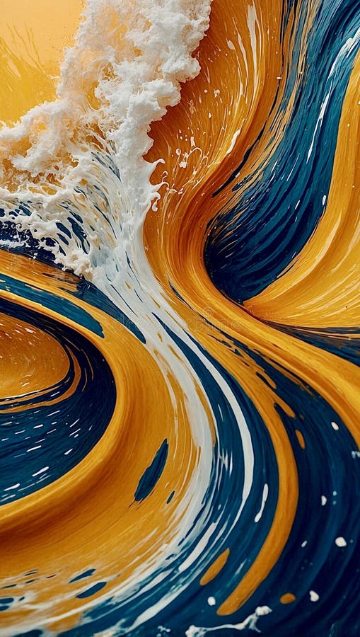 A Wave Like Pattern with Stars in the Colors Yellow and Gold. AI ...