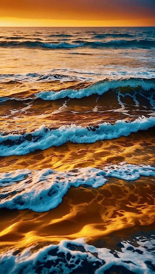 A Wave Like Pattern with Stars in the Colors Yellow and Gold. AI ...