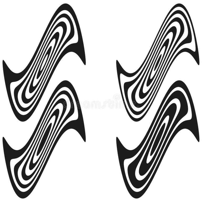 Wave Line Patterns. Flowing Curve Designs. Black Wavy Elements. Vector ...