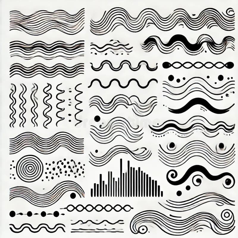Wave Line and Wavy Zigzag Pattern Lines. Vector Black Underlines ...