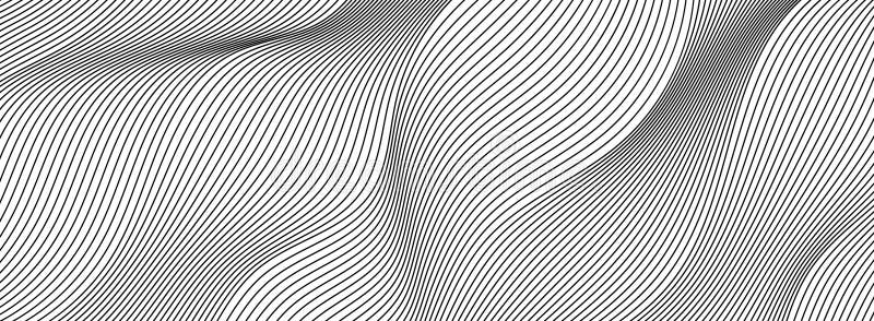 Wave Lines Abstract Background, Black Thin Wavy Stripes with Movement ...