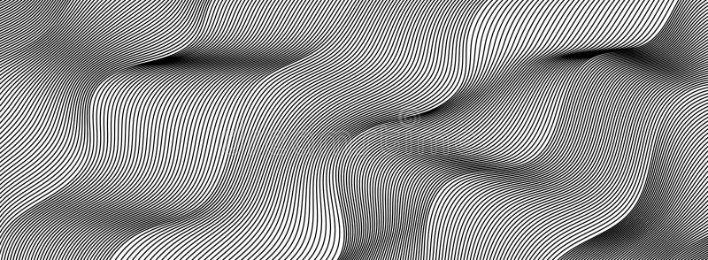 Wave Lines Abstract Background, Black Thin Wavy Stripes with Movement ...