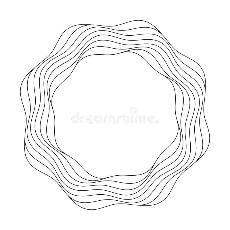 Wave Lines in Circle. Template Stamp or Logo or Icon Stock Vector ...