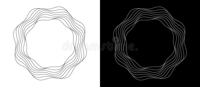 Wave Lines in Circle. Template Stamp or Logo or Icon Stock Vector ...
