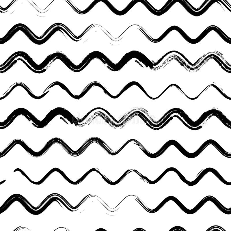WAVE PARALLEL LINES. PAINTED BRUSH ART. SEAMLESS VECTOR PATTERN Stock ...