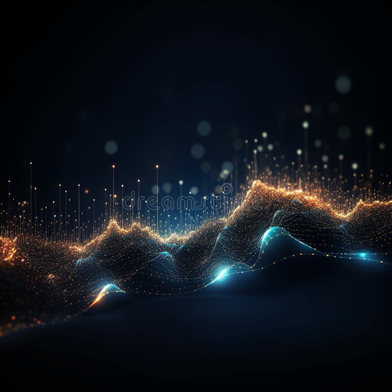 Wave of Lines and Dots with Technology and Space Style Abstract Concept ...