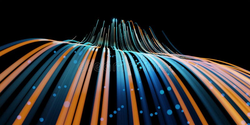 Wave Lines Trails Flowing Dynamic in Blue and Orange Colors Stock ...