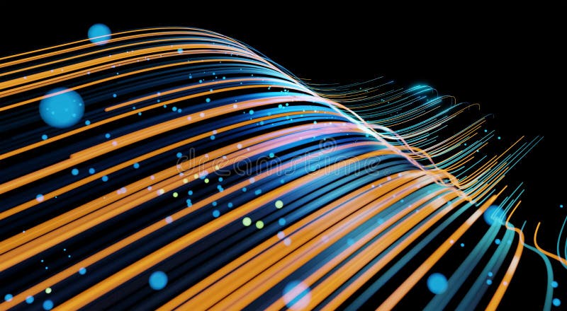 Wave Lines Trails Flowing Dynamic in Blue and Orange Colors Stock ...