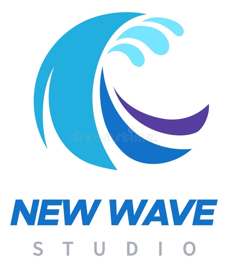 Sea Wave Logo. Ocean Storm Tide Waves Wavy River Blue Water Splash ...