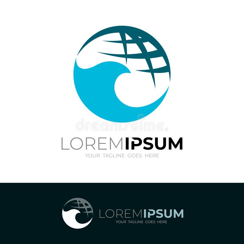 Wave Logo and Earth Design Vector, Flat Logo Template Stock Vector ...