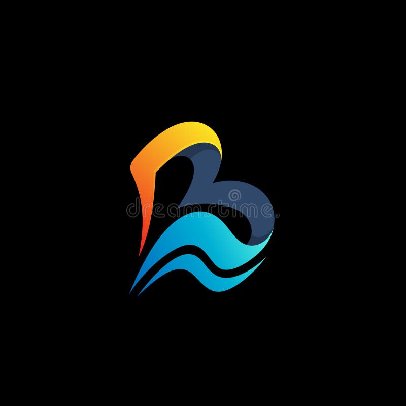 Wave Logo and Letter B Design Combination, Water Wave Stock Vector ...