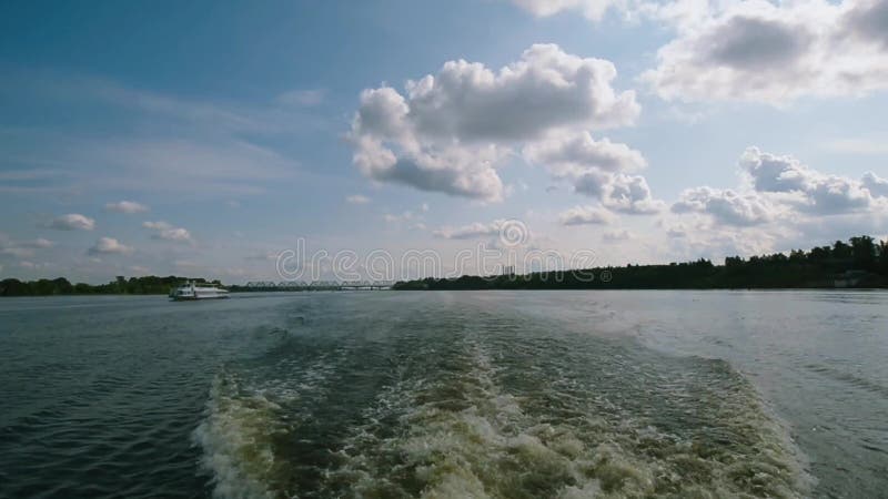 The Wave Made the Boat on the River. a Tail of a Trace of the Riverboat ...