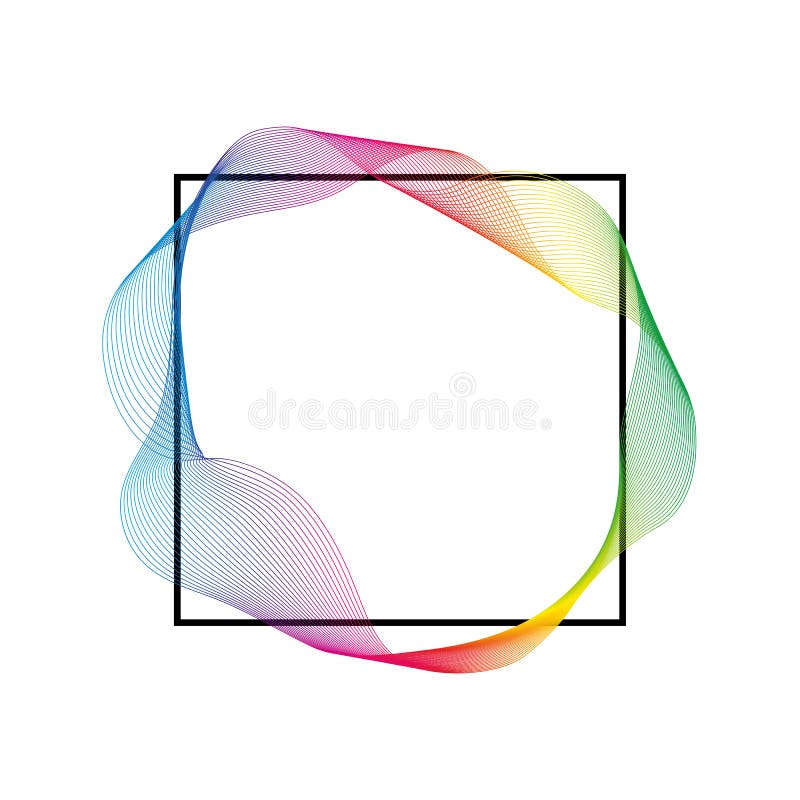 Wave of Many Colored Lines Over Square Frame. Stock Vector ...