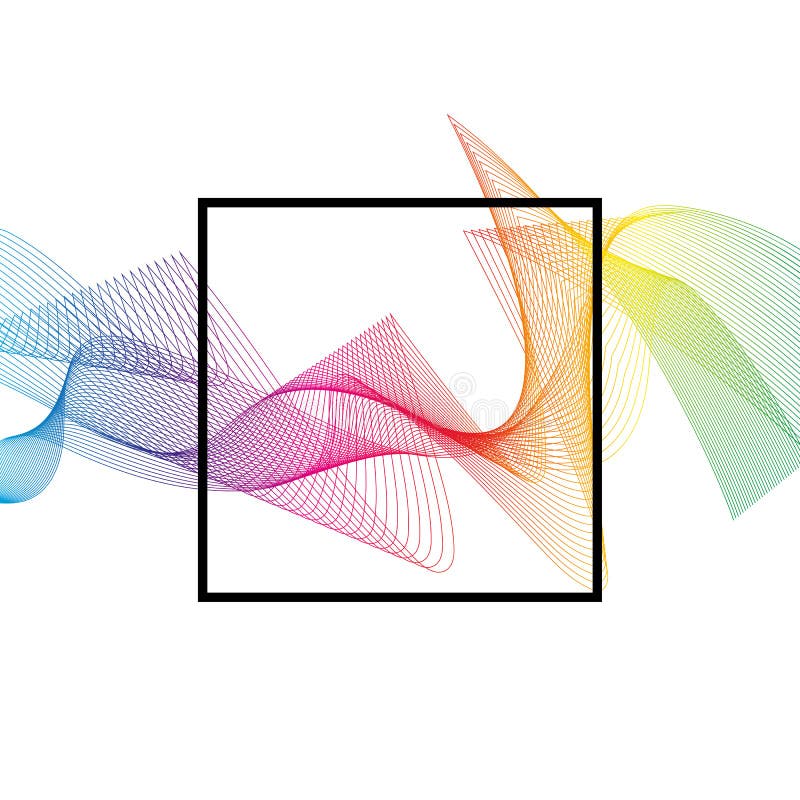 Wave of Many Colored Lines Over Square Frame. Stock Vector ...