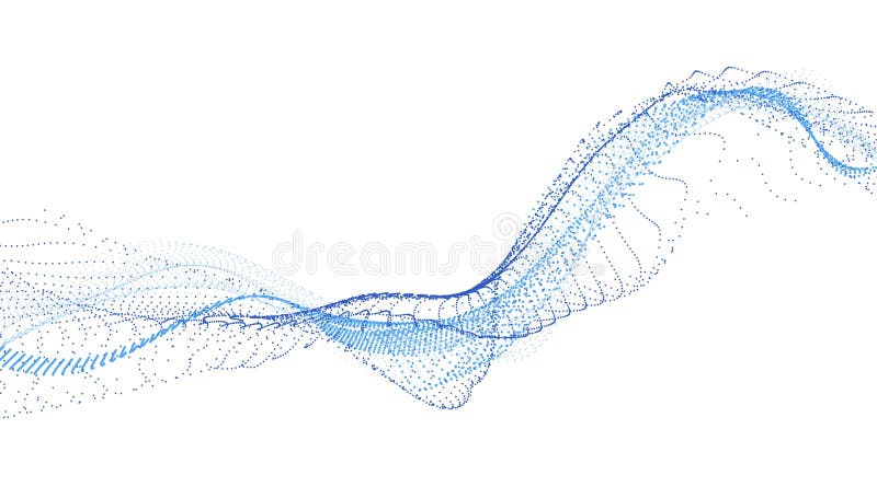 Wave of Many Lines Flowing Particles, Abstract Dotted Wavy Stripes Blue ...