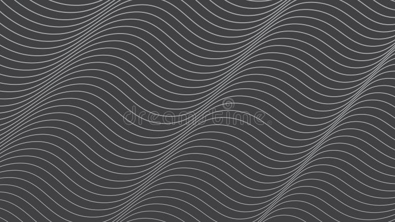 Wave Minimal Linear Monochrome Abstract Background. Vector Curved Lines ...