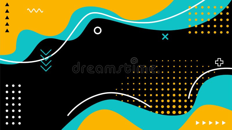 Wave Modern Background with Halftone and Memphis Element Design Stock ...