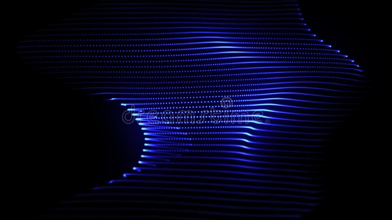 Wave Motion of 3D Blue Dotted Horizontal Lines on Black Background ...