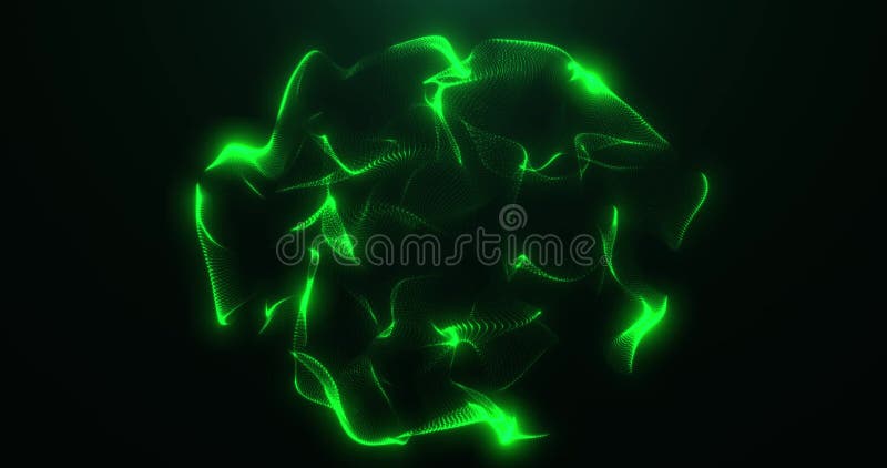 Wave Motion, Glowing Green Particles, Data Flow. Seamless Loop. Stock ...