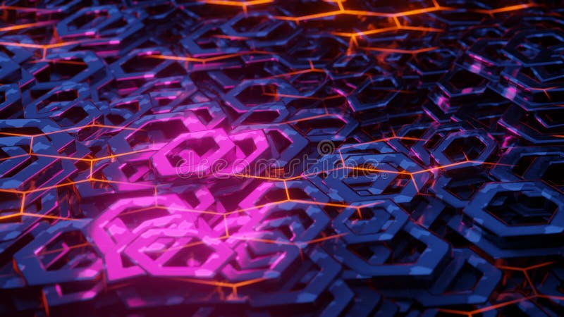 Wave Motion of Hexagonal Shape. Futuristic Glow Sci-fi VJ Loop ...