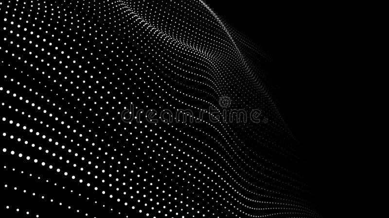 Wave of Moving Dots on an Abstract Dark Background. 3D Vector ...