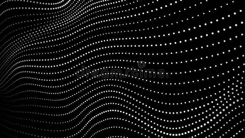 Wave of Moving Dots on an Abstract Dark Background. 3D Vector ...
