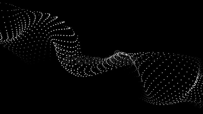 Wave of Moving Dots on an Abstract Dark Background. 3D Vector ...